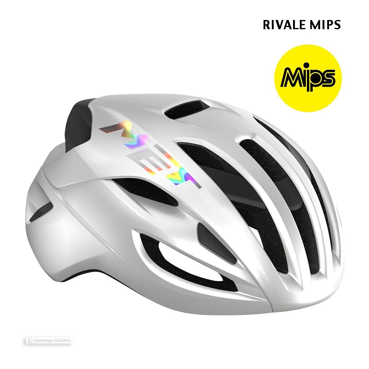 MET RIVALE MIPS Road Helmet : WHITE HOLOGRAPHIC/GLOSSY — Nonstop ...