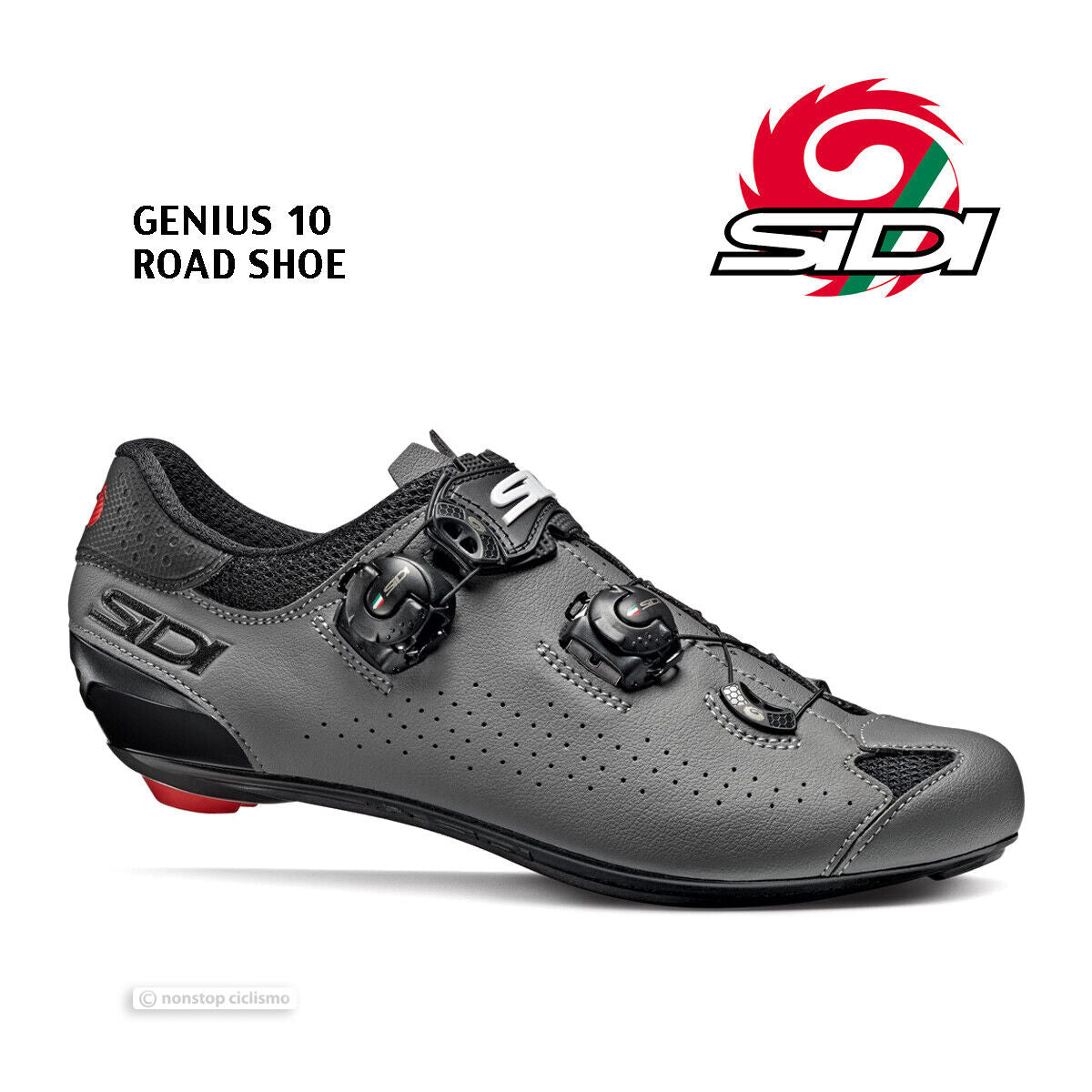 Sidi GENIUS 10 : BLACK/GREY — Nonstop Ciclismo Gear